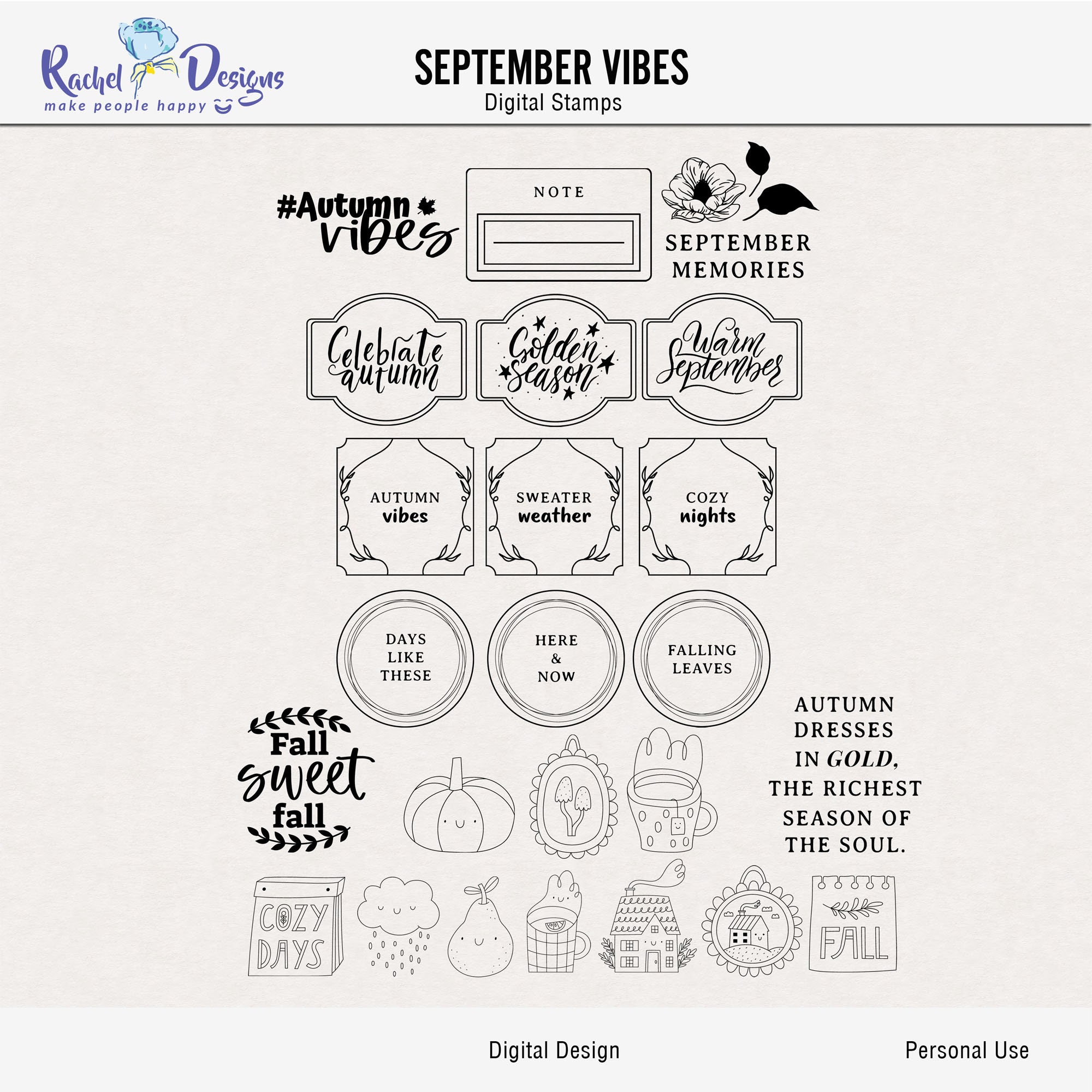 September Vibes Digital Scrapbook Collection Autumn Digital - Etsy