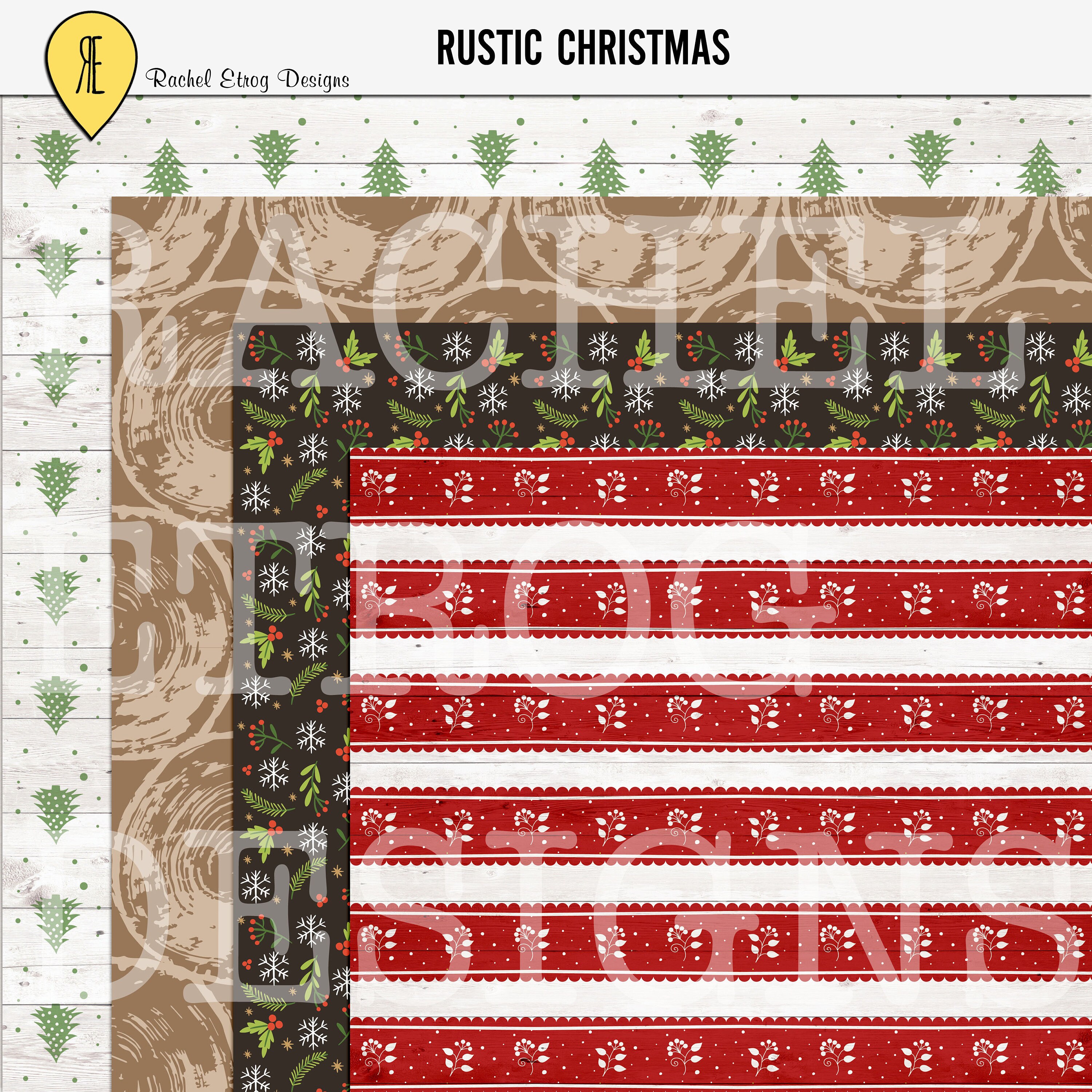 Digital Scrapbooking Kits Christmas, Digital Rustic Christmas Elements ...