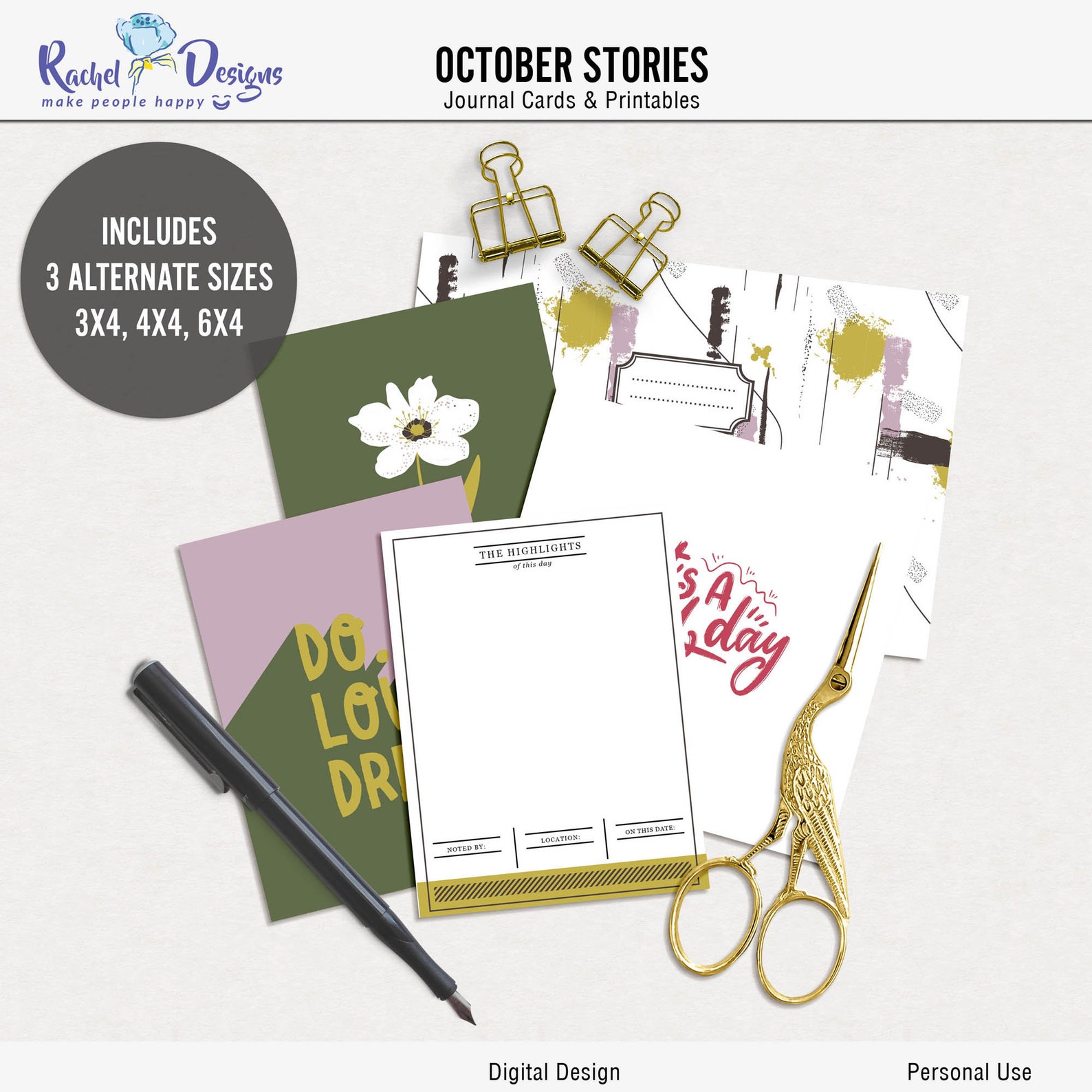 Printable Digital Journal Cards, Digital Pocket Cards, Project Life ...