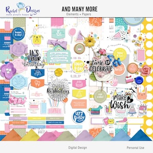 And Many More Birthday Digital Scrapbooking Kit, Birthday Digital ...