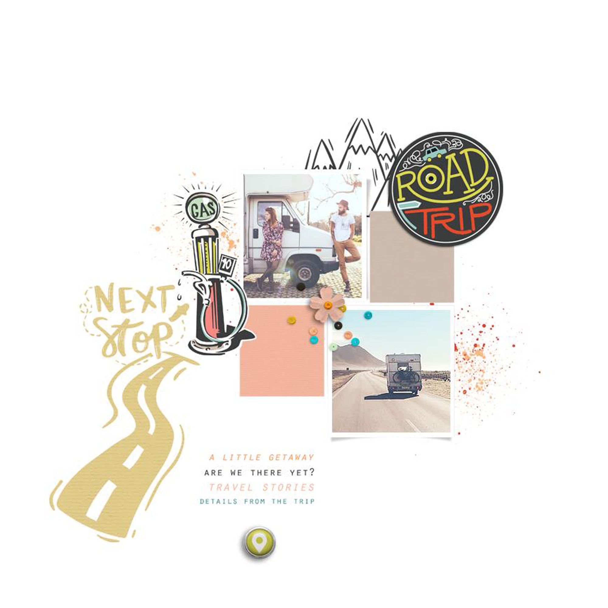 On the Road Again Digital Scrapbooking Elements, Road Trip Digital ...
