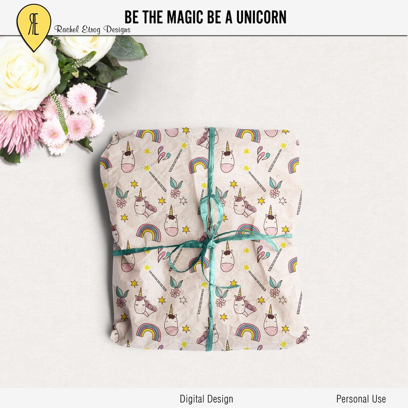 Be the Magic Be a Unicorn Digital Paper Pack, Printable Unicorn Papers ...