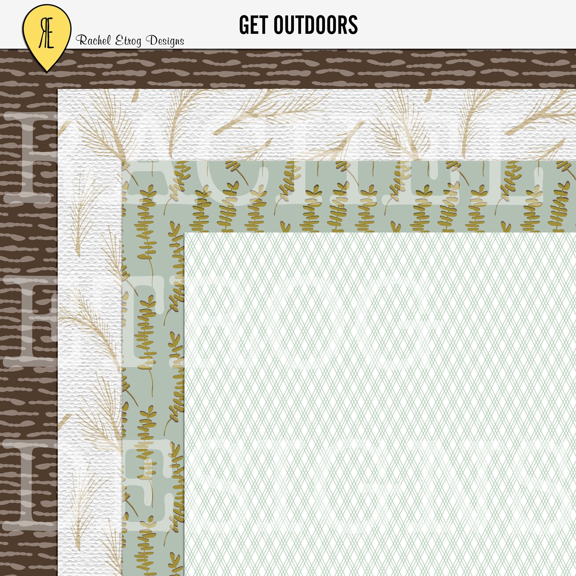 Get Outdoors Digital Scrapbook Paper, Nature Printed Paper, Nature ...
