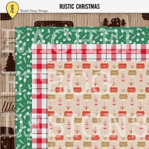 Christmas Paper Pack, Digital Rustic Pattern, Rustic Christmas Paper ...