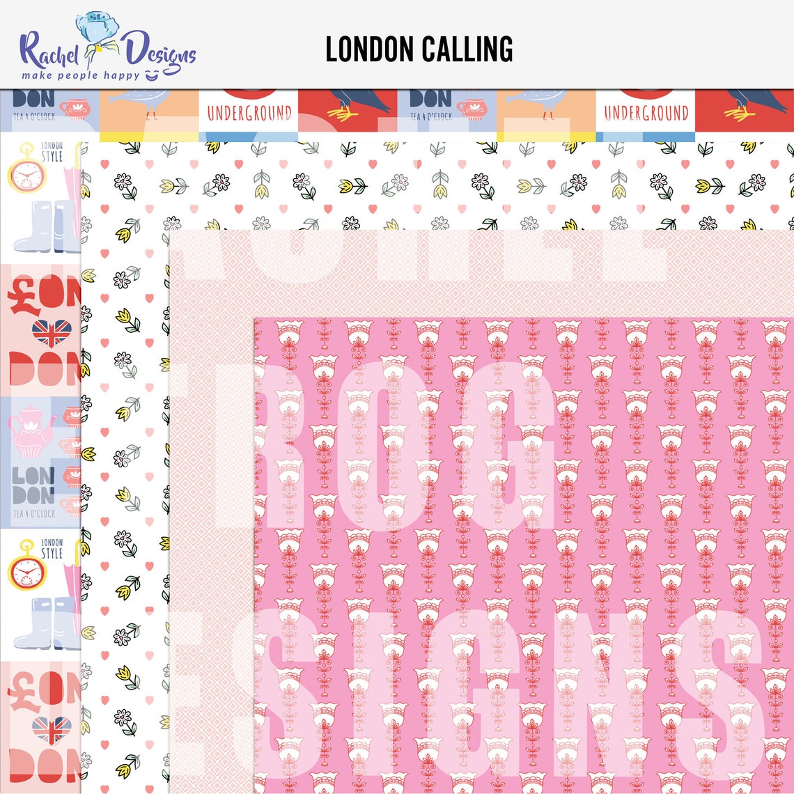 London Calling Digital Paper Pack, Printable London Calling Papers ...