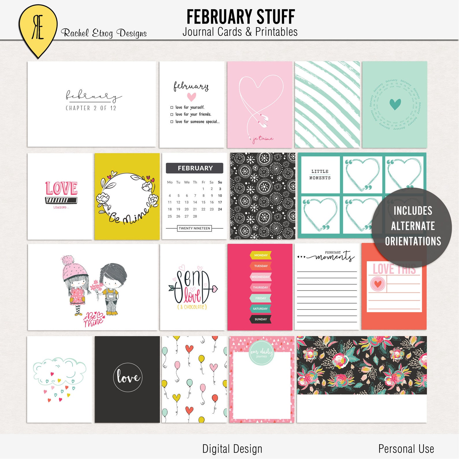 Printable Digital Journal Cards Digital Pocket Cards Project - Etsy