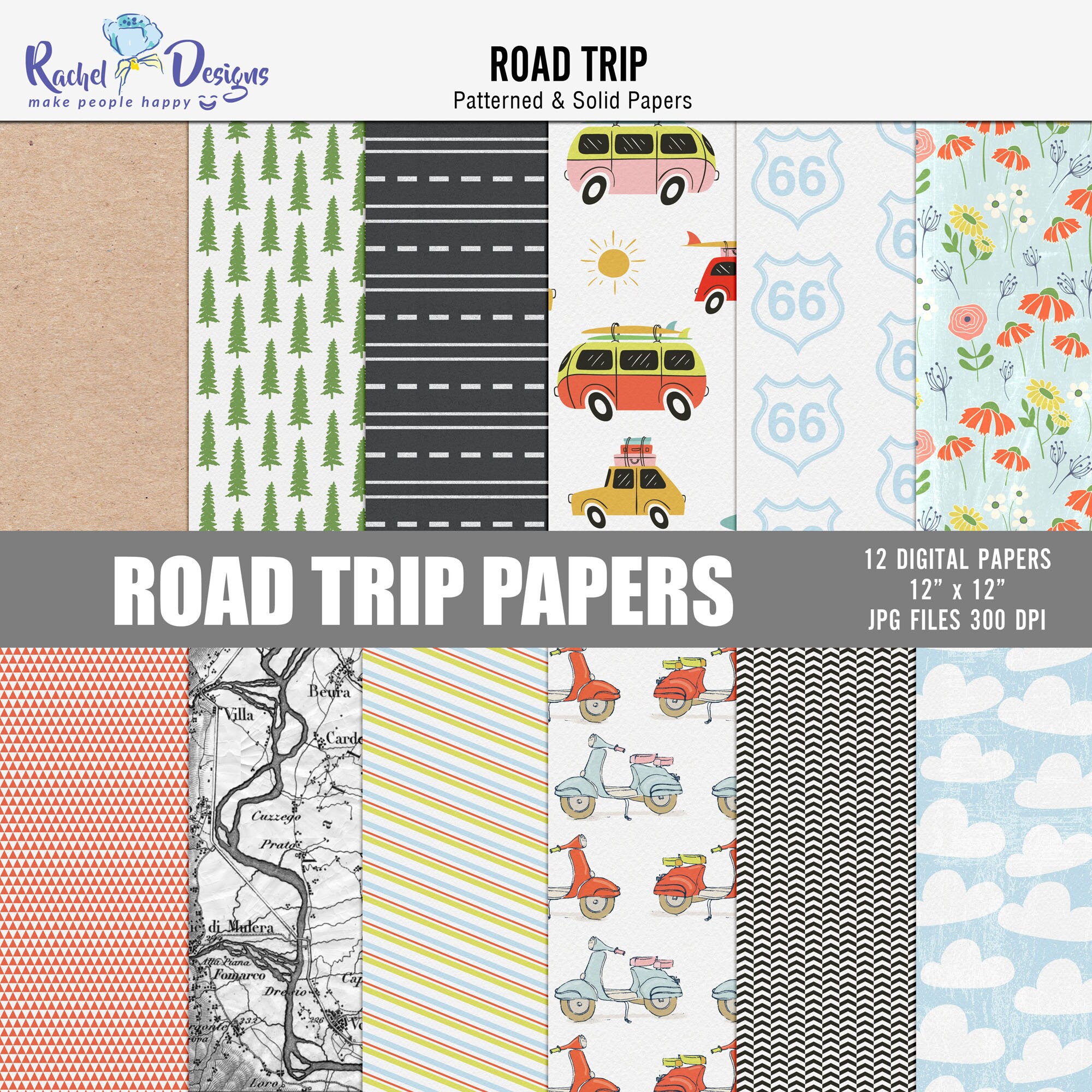 Road Trip Digital Scrapbooking Kit, Travel Scrapbooking Elements, Mix ...