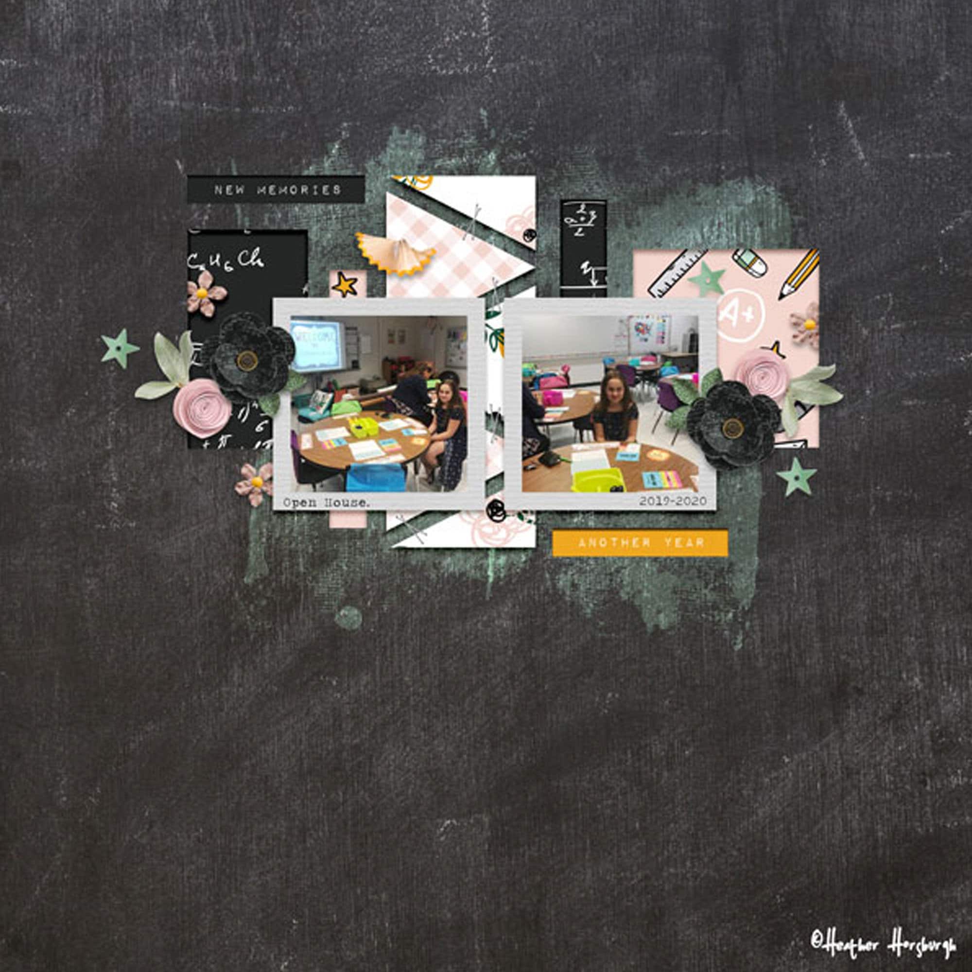 School Days Digital Scrapbooking Elements, School Mixed Media Digital ...