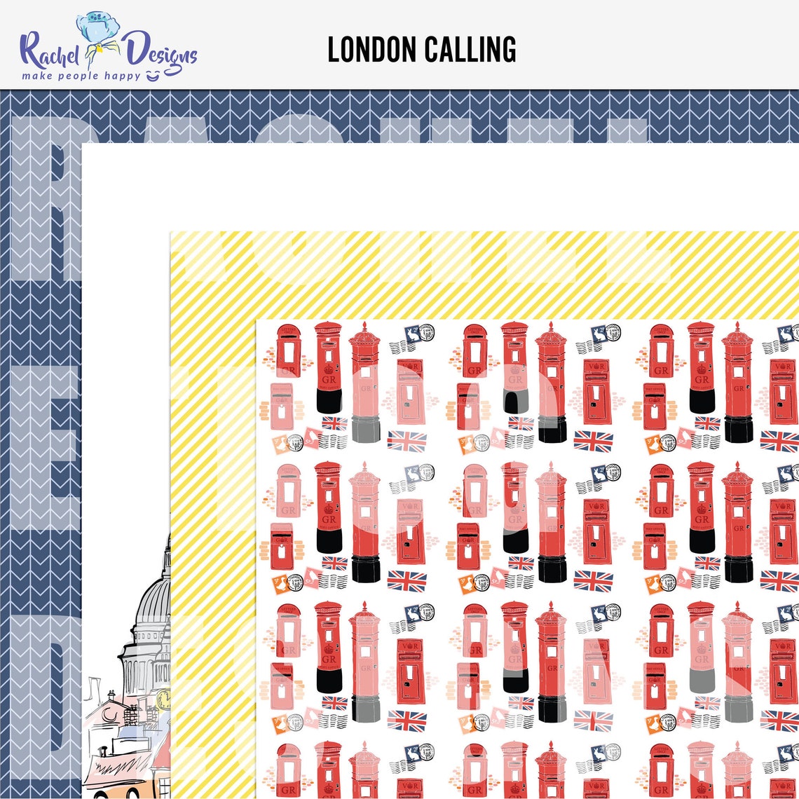 London Calling Digital Paper Pack, Printable London Calling Papers ...