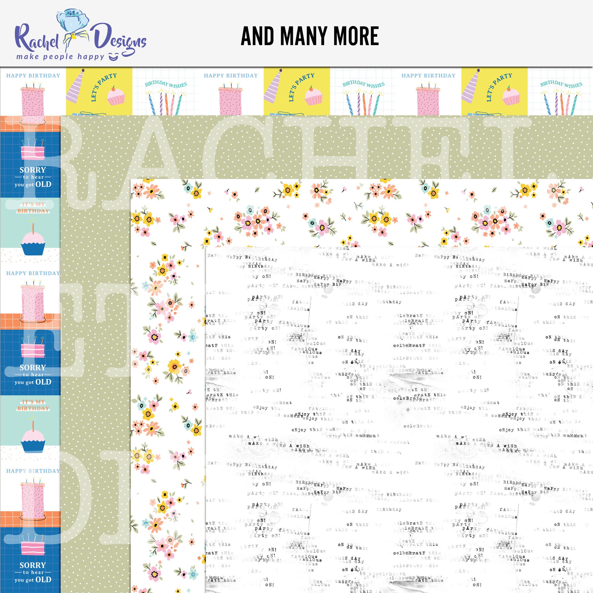 And Many More Birthday Digital Scrapbooking Kit, Birthday Digital ...