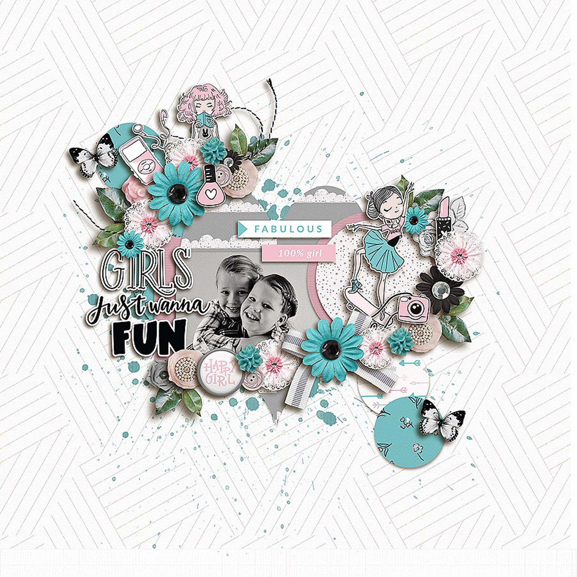 A Girl Life Digital Scrapbooking Elements, Girl Mix Elements, Kids ...