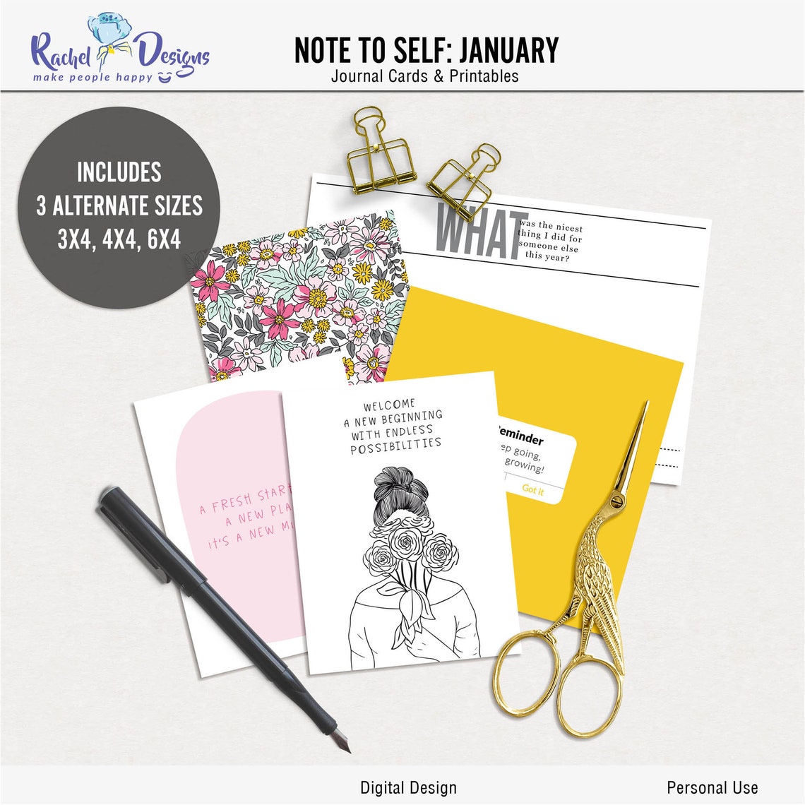 Printable Digital Journal Cards, Digital Pocket Cards, Project Life ...