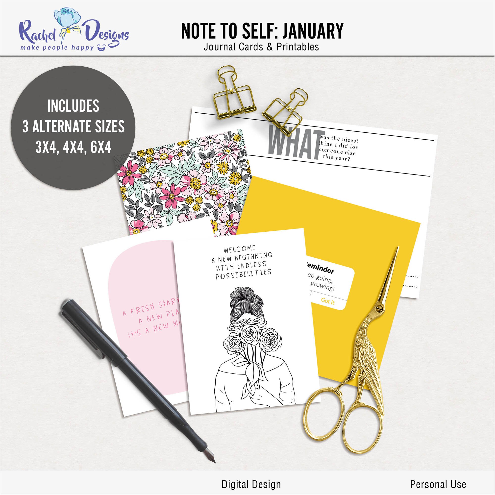 Printable Digital Journal Cards, Digital Pocket Cards, Project Life ...