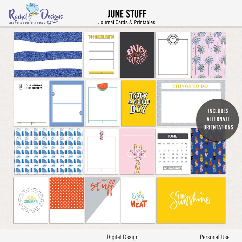 Printable Digital Journal Cards Digital Pocket Cards Project - Etsy