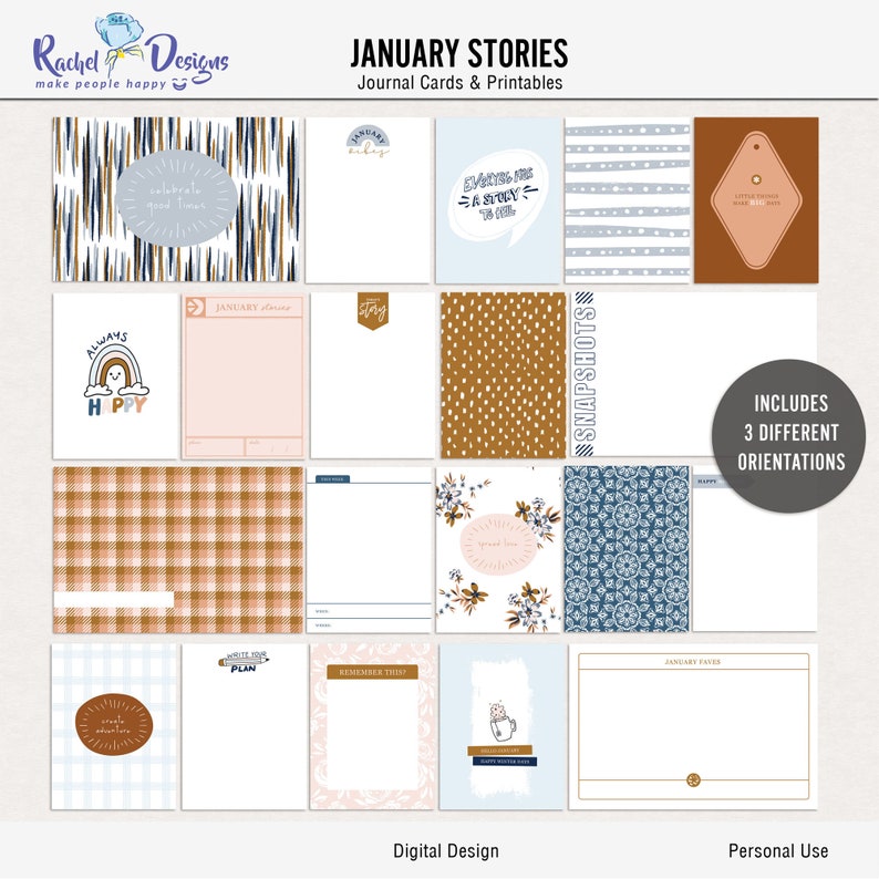 Printable Digital Journal Cards, Digital Pocket Cards, Project Life ...