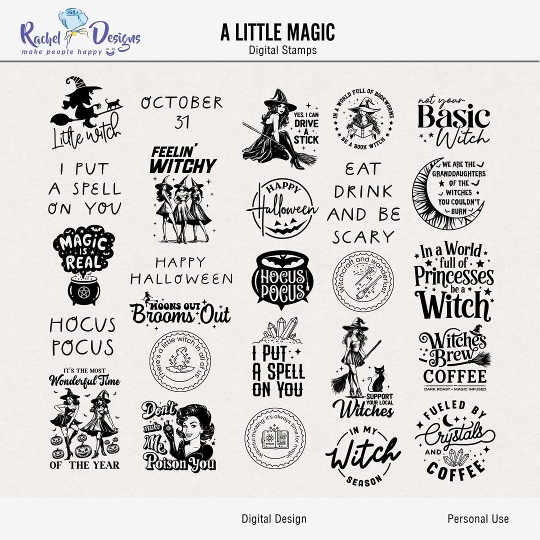 A Little Magic Halloween Digital Stamps and Brushes, Digital Craft ...