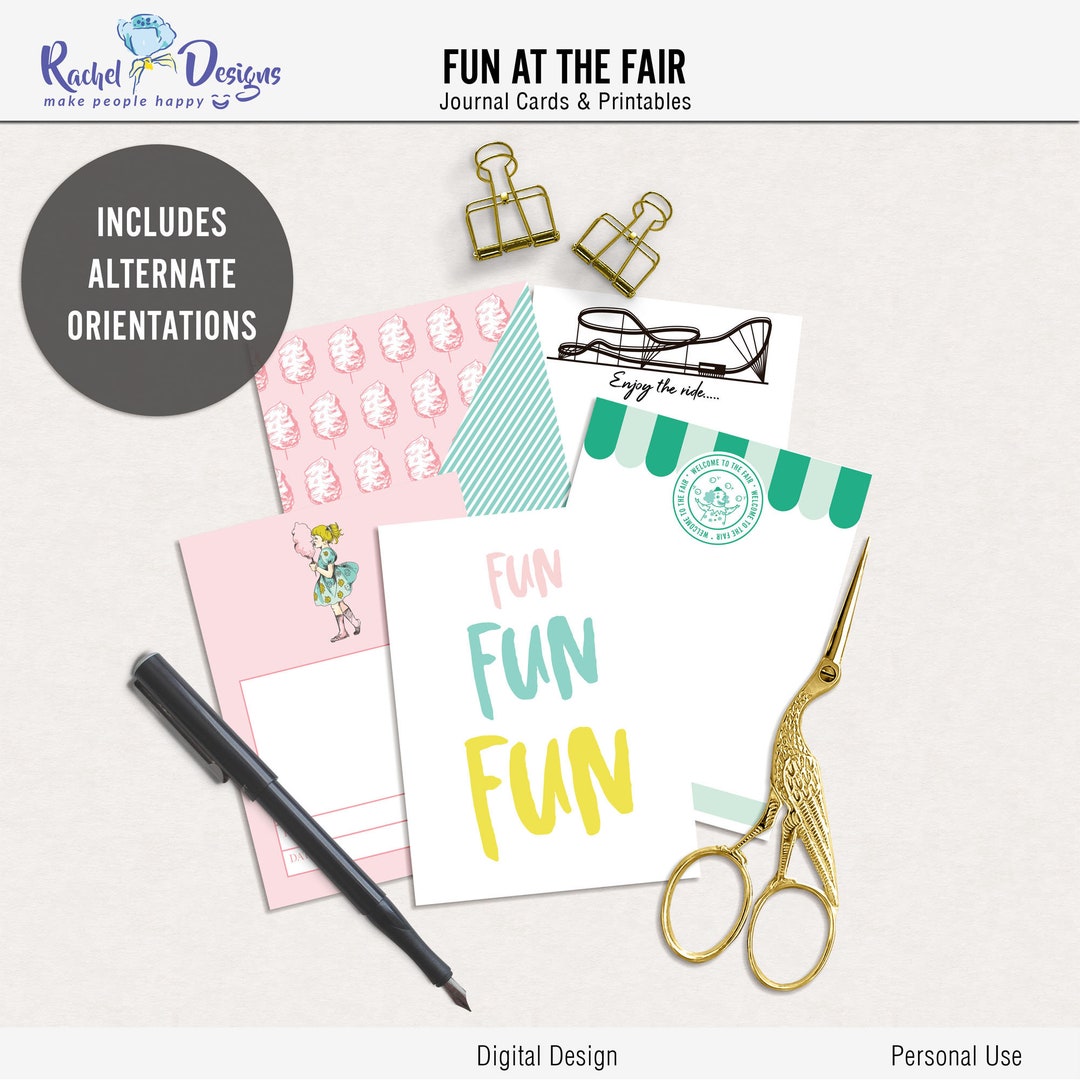 Fun at the Fair Printable Journal Cards, Carnival Digital Pocket Cards ...