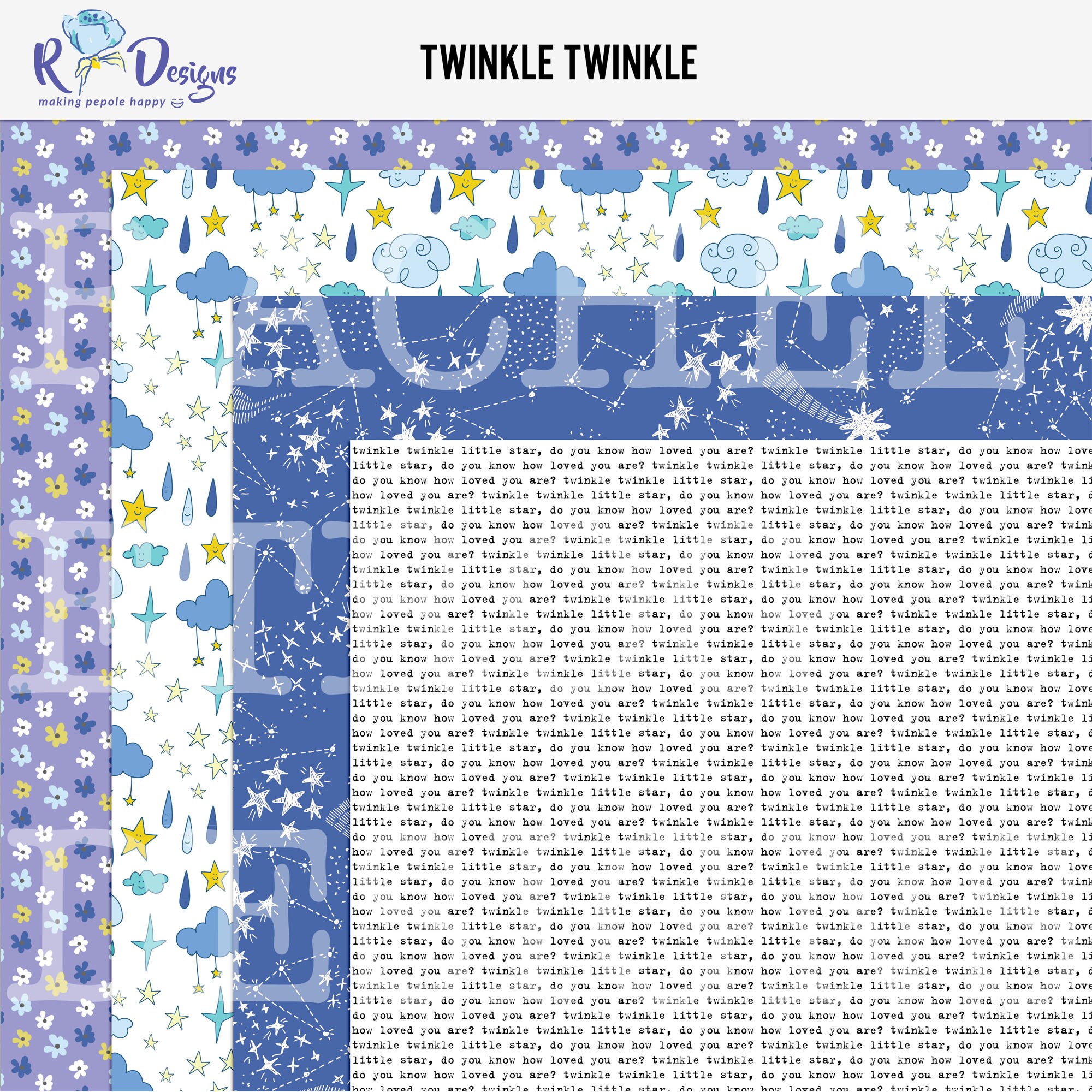 Printable Twinkle Twinkle Digital Paper Pack, Kids Digital Paper Wrap ...