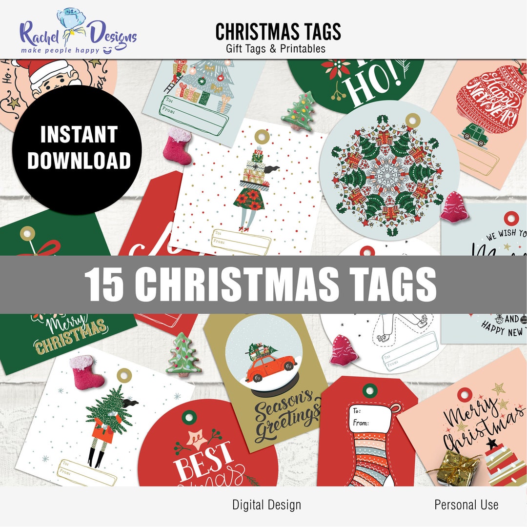 Christmas Printable Tags, Digital Christmas Gift Tags, Digital ...