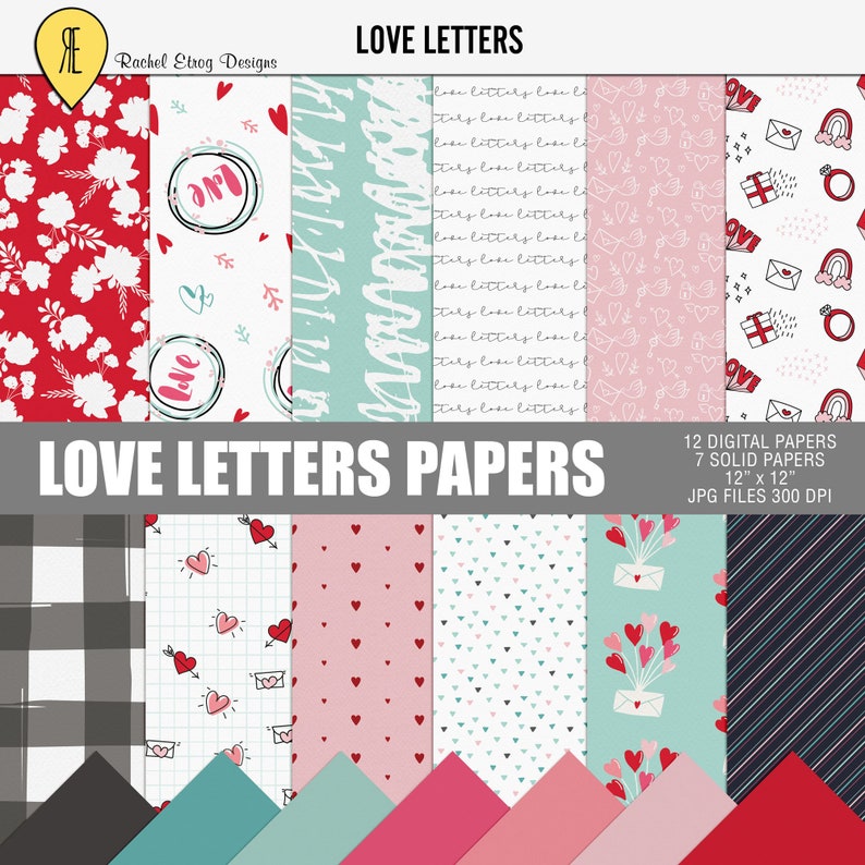 Love Letters Digital Scrapbooking Kit, Mix Scrapbooking Elements ...