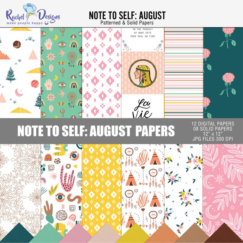 Note to Self August Digital Scrapbooking Kit, Free Spirit Printable ...