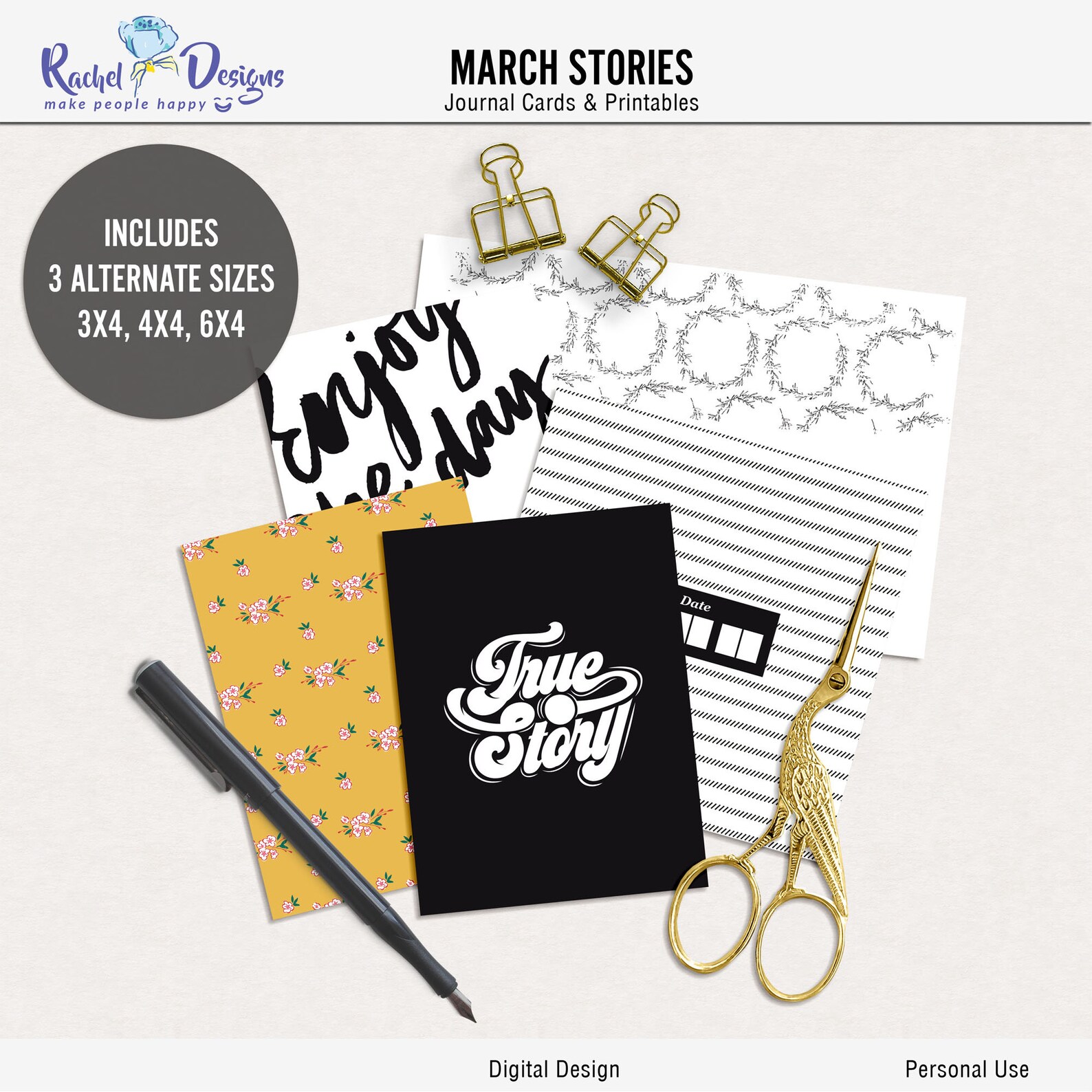 Printable Digital Journal Cards, Digital Pocket Cards, Project Life ...