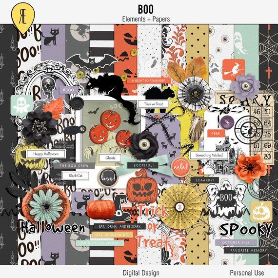 Boo Digital Scrapbooking Kit Halloween Digital - Etsy