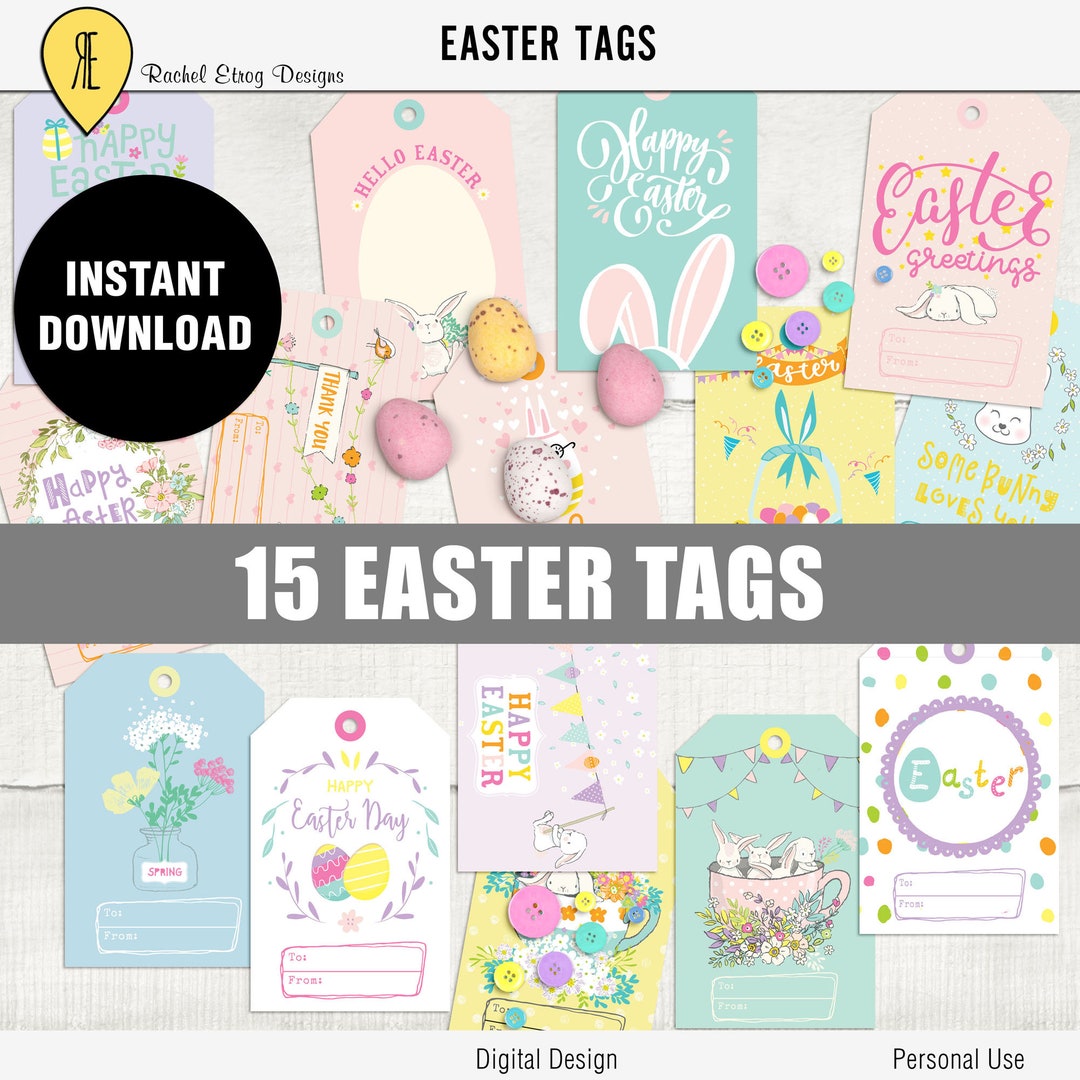 Printable Easter Tags, Digital Easter Gift Tags, Easter Printable Gift ...