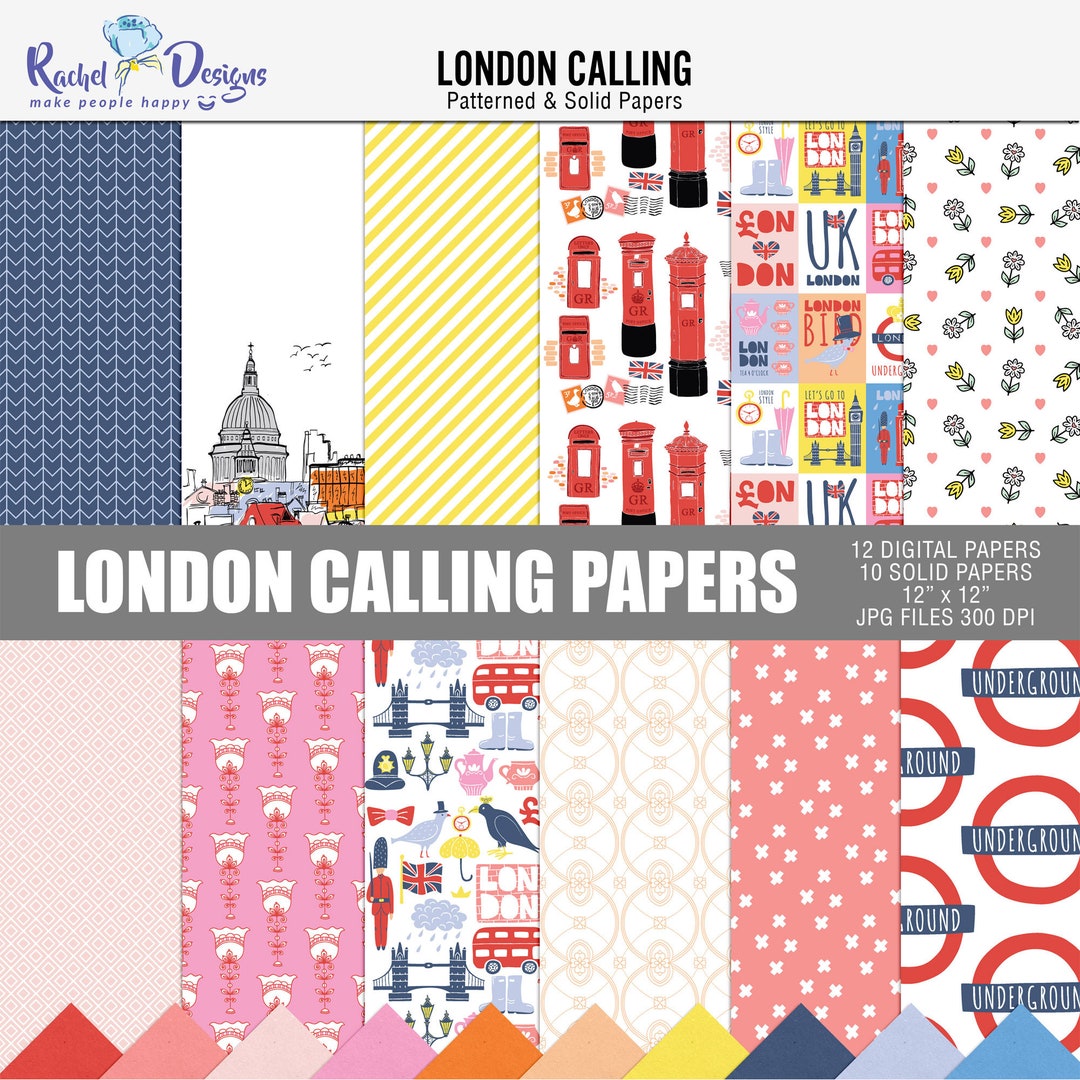 London Calling Digital Paper Pack, Printable London Calling Papers ...