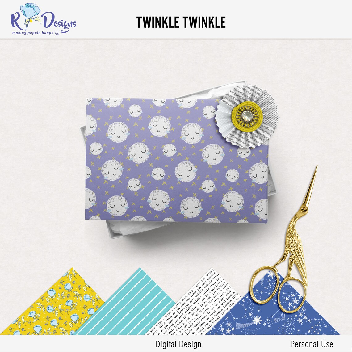 Printable Twinkle Twinkle Digital Paper Pack, Kids Digital Paper Wrap ...