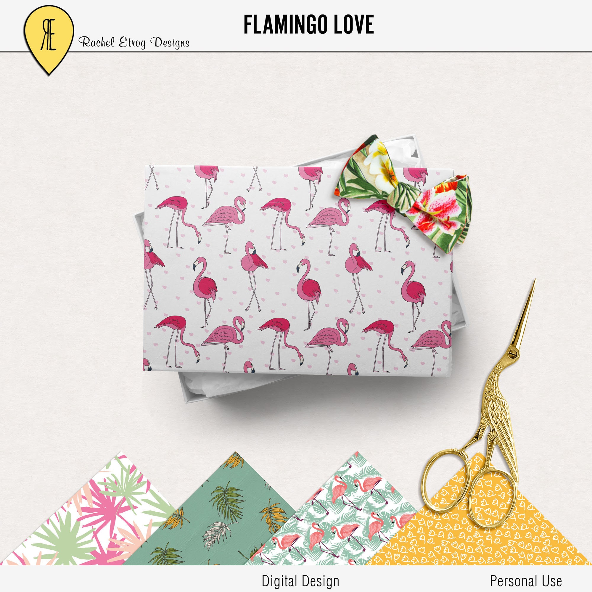Flamingo Wrapping Paper, Flamingo Party Decor, Flamingo Printables ...