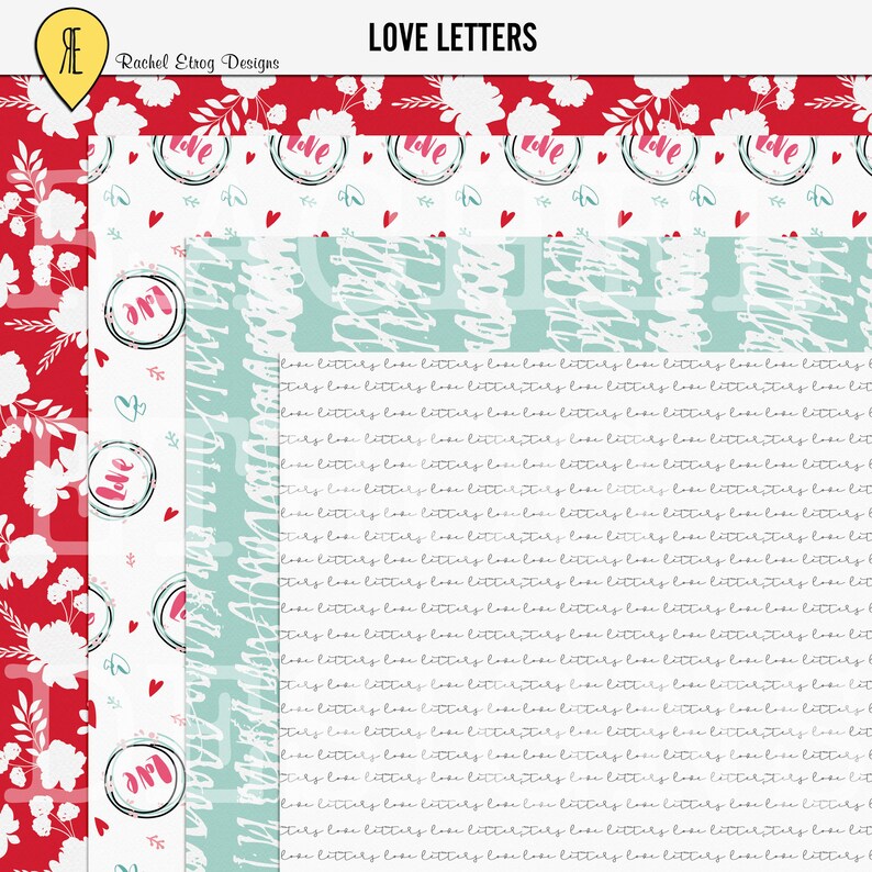 Love Letters Digital Scrapbooking Kit, Mix Scrapbooking Elements ...