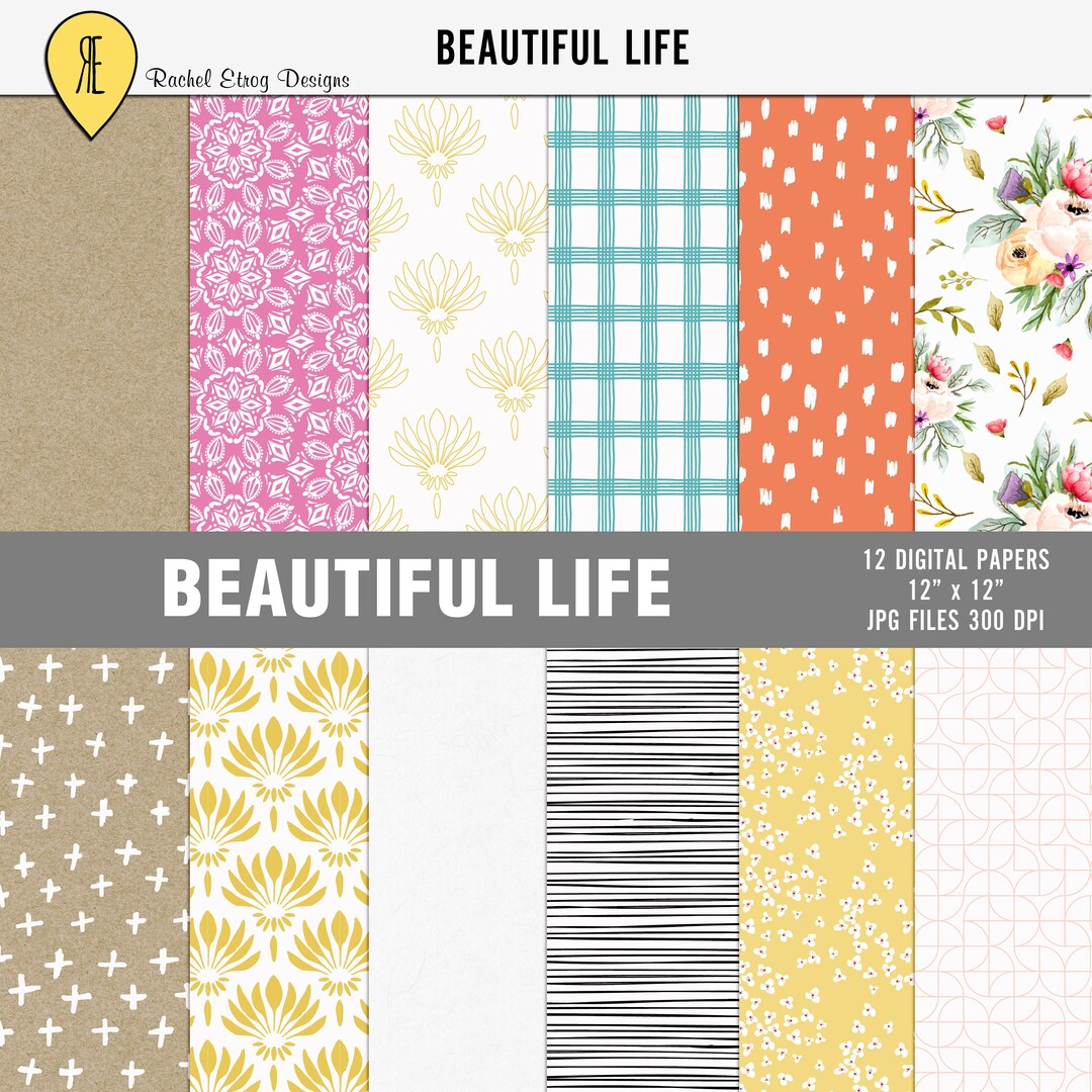 Digital Scrapbook Paper Pack, Digital Texture Pattern, Scrapbook Papers ...
