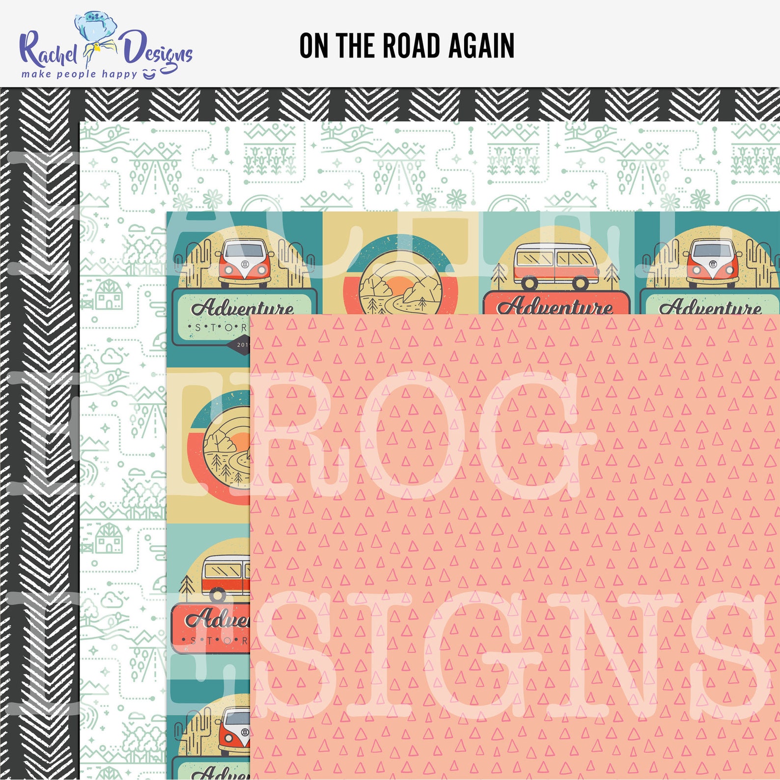 On the Road Again Digital Scrapbooking Kit, Road Trip Digital Scrapbook ...