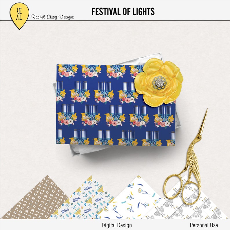 Hanukkah Digital Paper Pack, Printable Hanukkah Papers, Digital ...