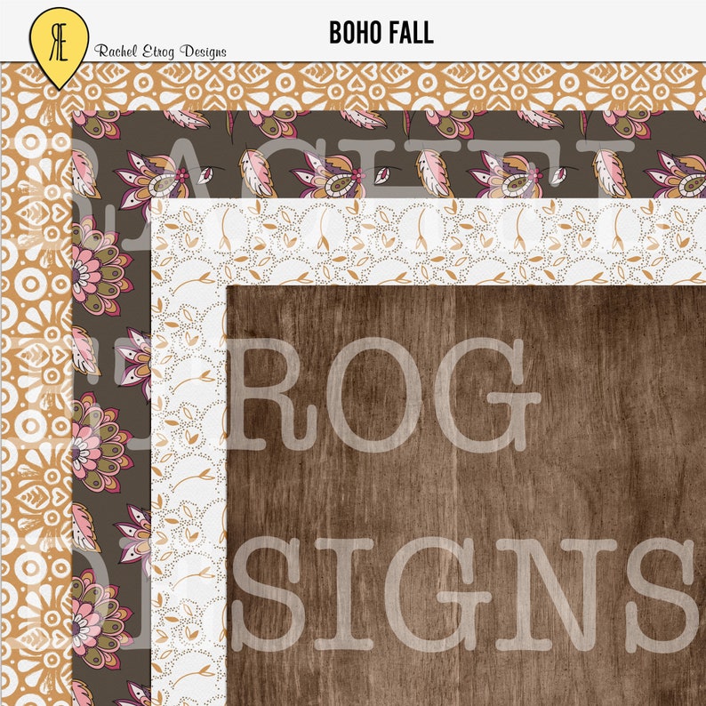 Boho Fall Digital Paper Pack Printable Autumn Papers Digital | Etsy