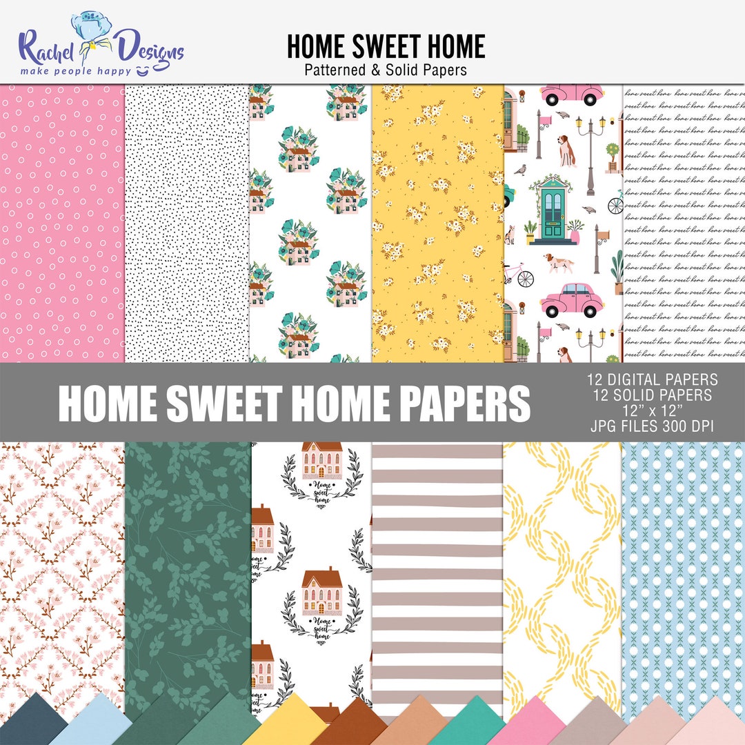 Home Sweet Home Digital Paper Pack, Printable Home Papers, Family ...