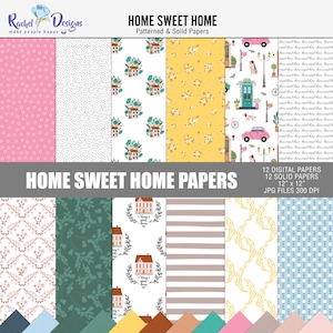 Home Sweet Home Digital Paper Pack, Printable Home Papers, Family ...