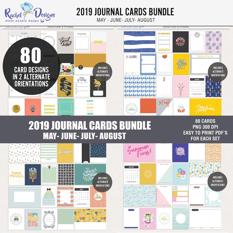Printable Digital Journal Cards Digital Pocket Cards Project - Etsy