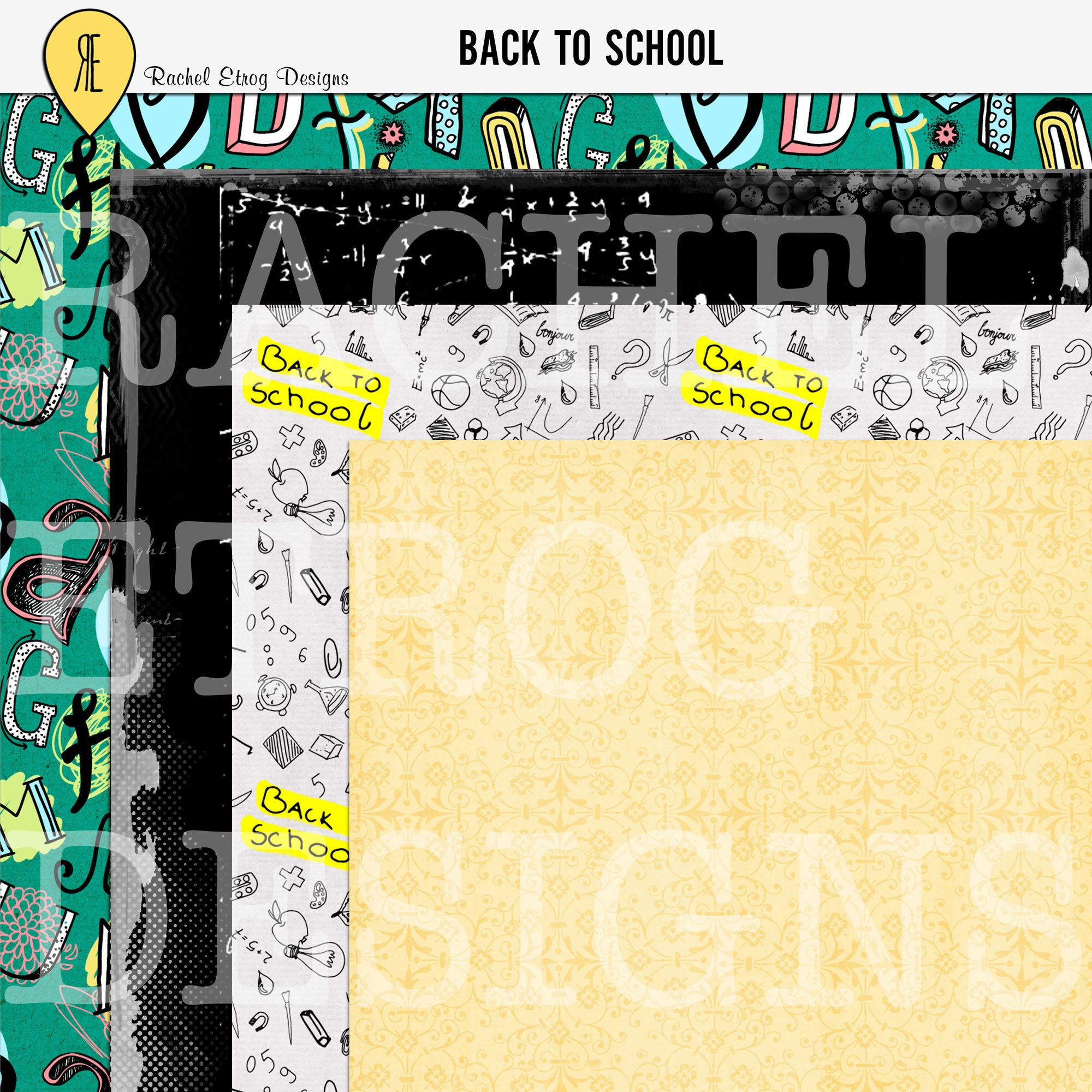 Back to School Digital Paper Digital Scrapbooking Paper Pack | Etsy