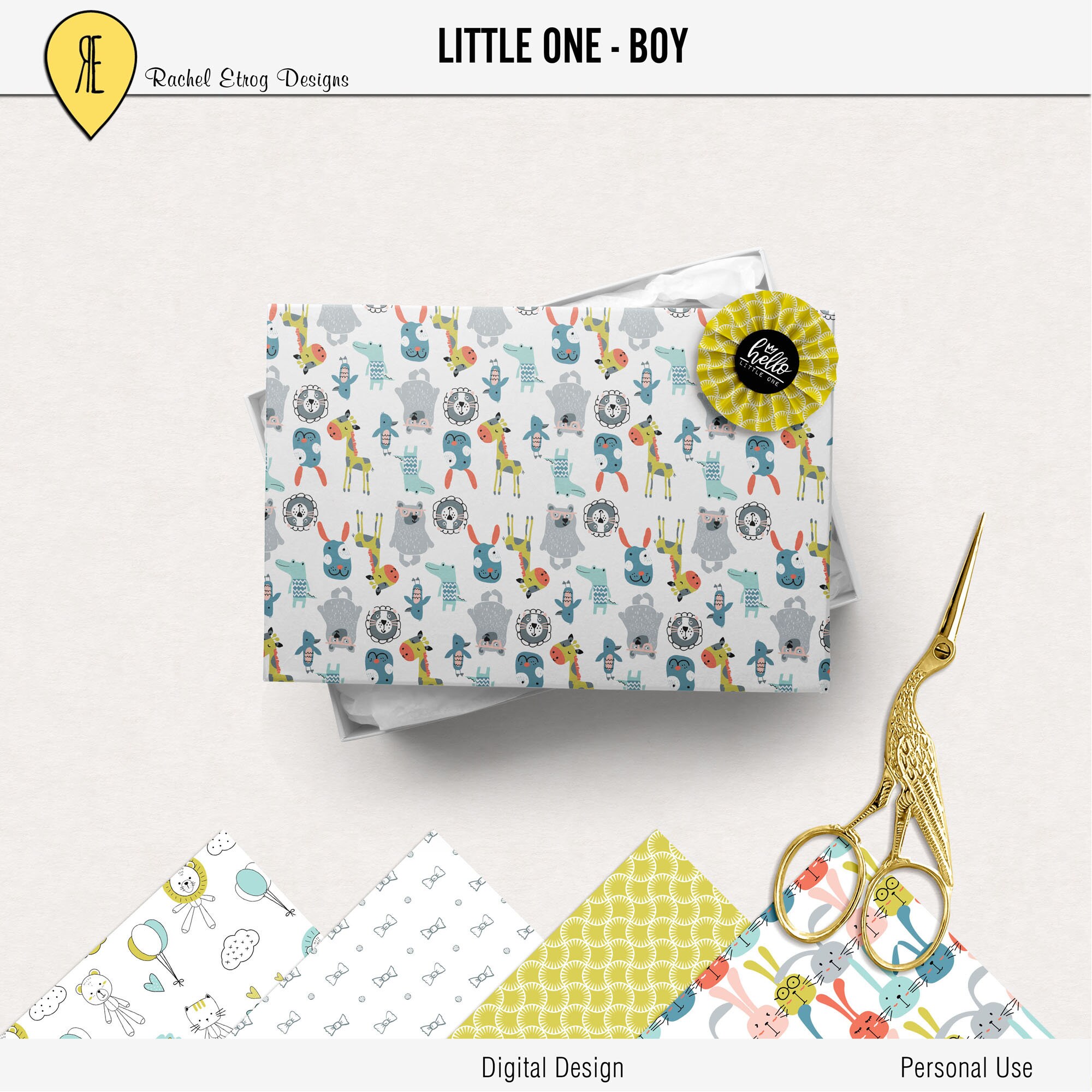 Baby Boy Printable Digital Paper Pack, Baby Boy Digital Scrapbook ...