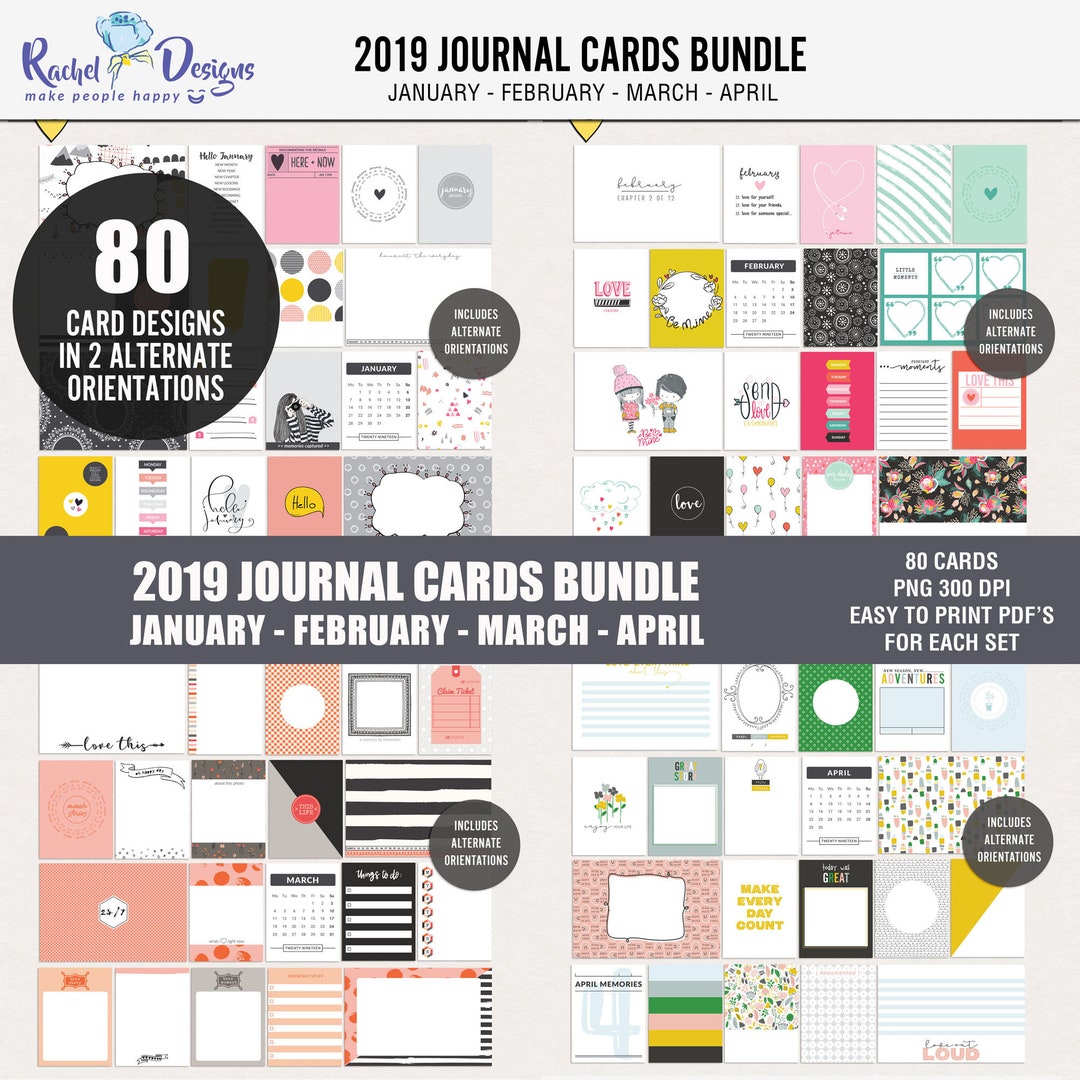 Printable Digital Journal Cards, Digital Pocket Cards, Project Life ...