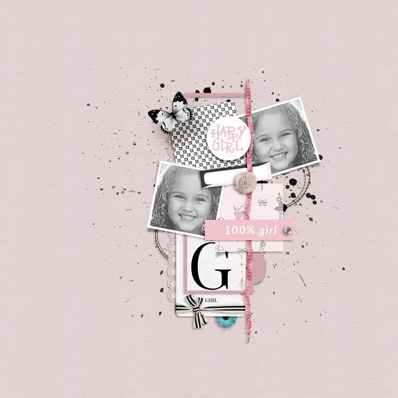 A Girl Life Digital Scrapbooking Elements, Girl Mix Elements, Kids ...