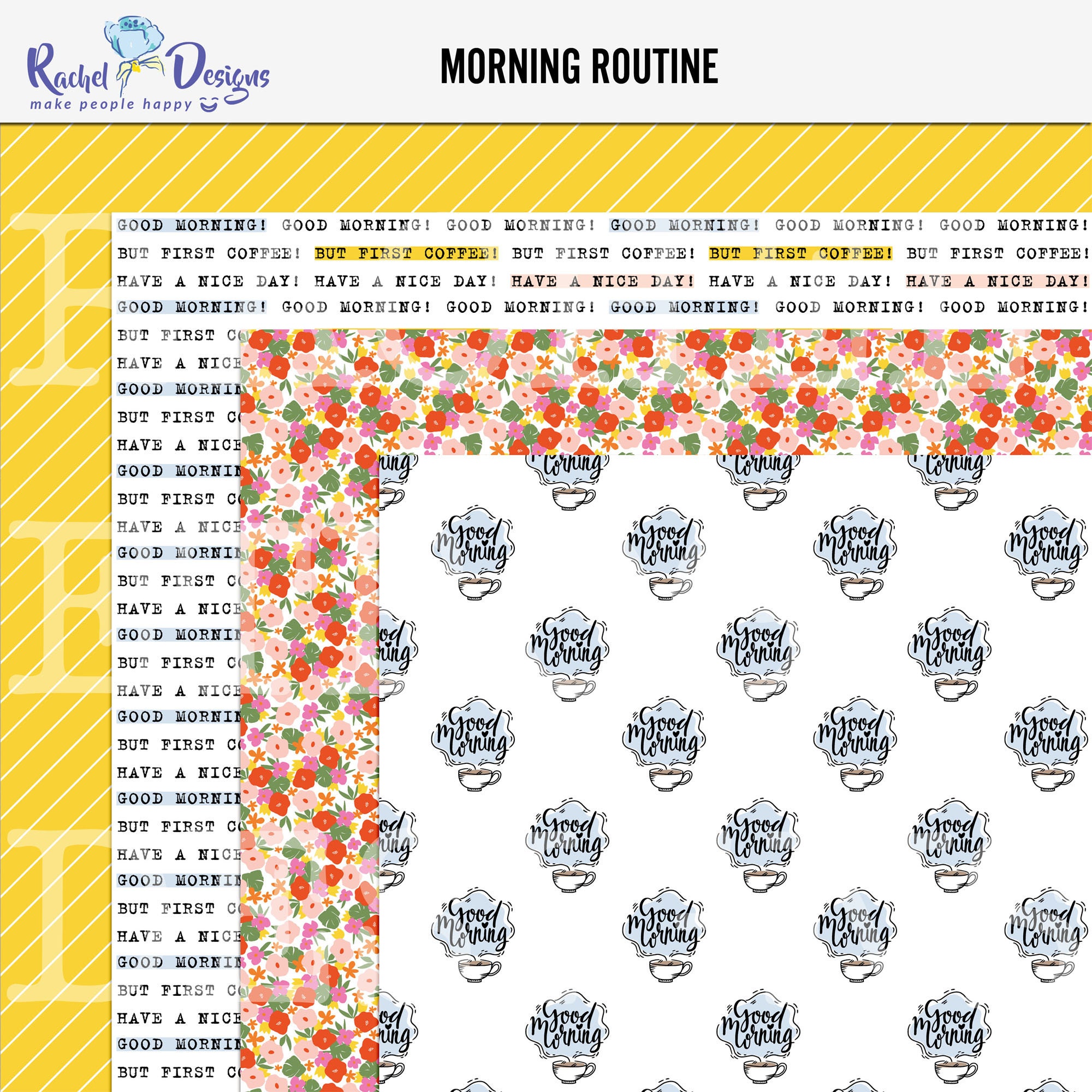 Printable Morning Routine Digital Paper Pack, Abstract Digital Paper ...