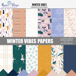 Winter Vibes Digital Paper Pack, Winter Printable Craft Papers, Winter ...