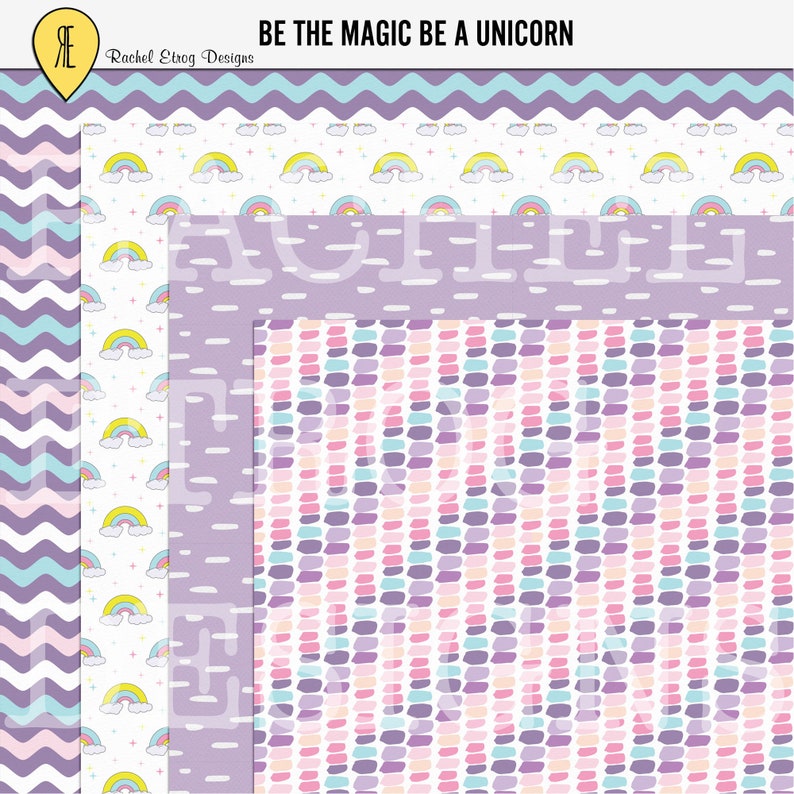 Be the Magic Be a Unicorn Digital Paper Pack, Printable Unicorn Papers ...