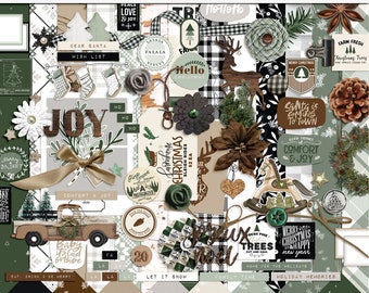 Farmhouse Christmas Digital Paper Pack Rustic Digital | Etsy