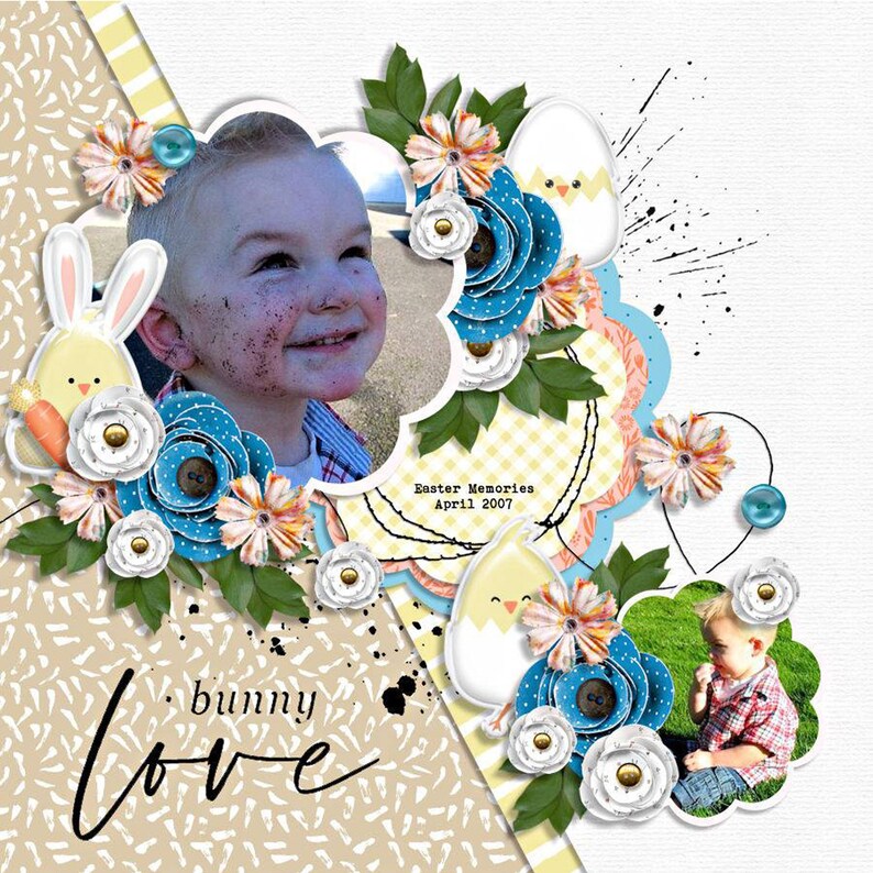 Happy Bunny Day Digital Scrapbooking Kit Printable Bunny - Etsy