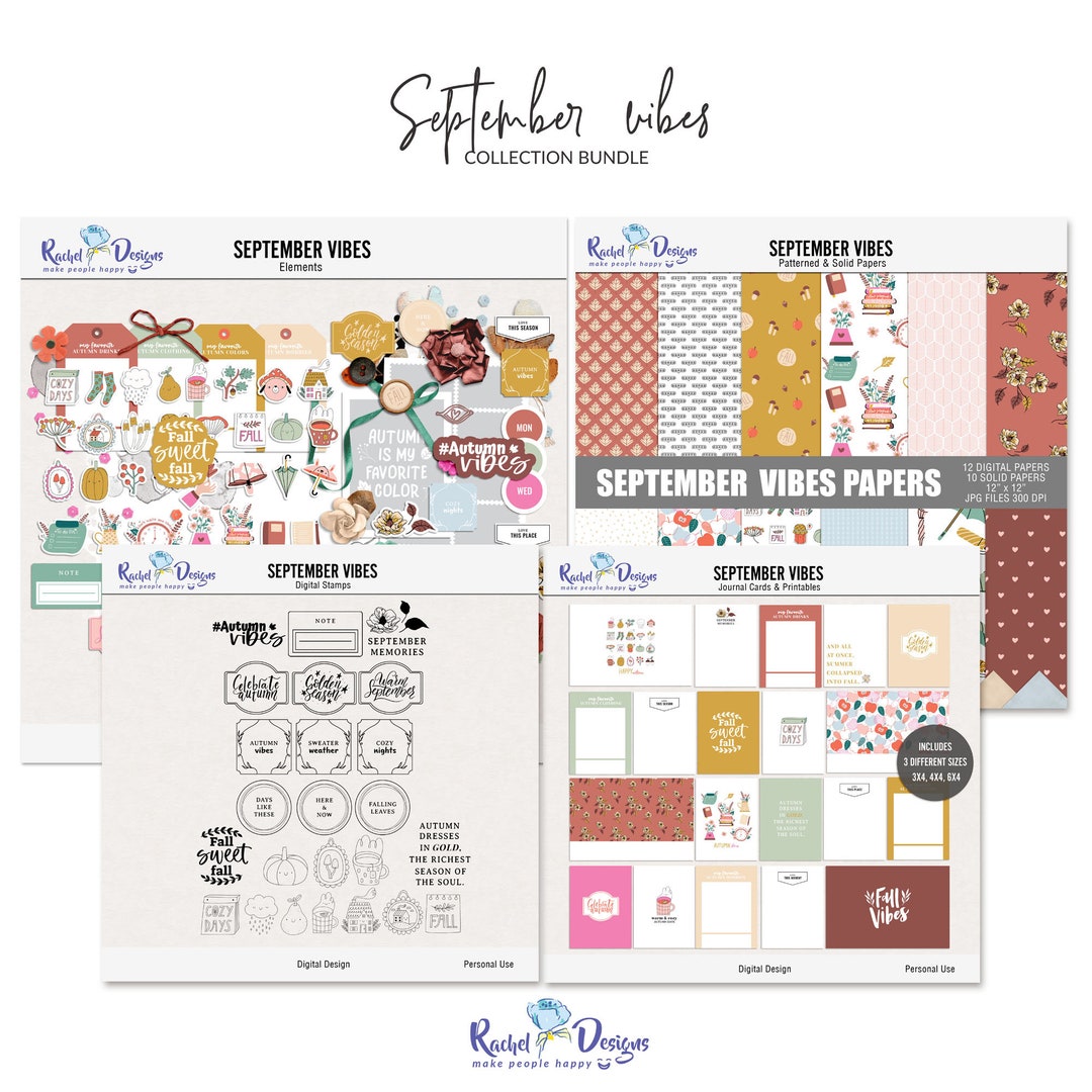 September Vibes Digital Scrapbook Collection, Autumn Digital Elements ...