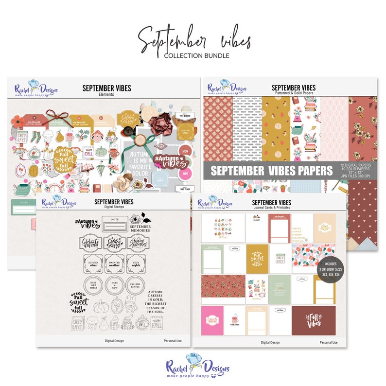 September Vibes Digital Scrapbook Collection, Autumn Digital Elements ...